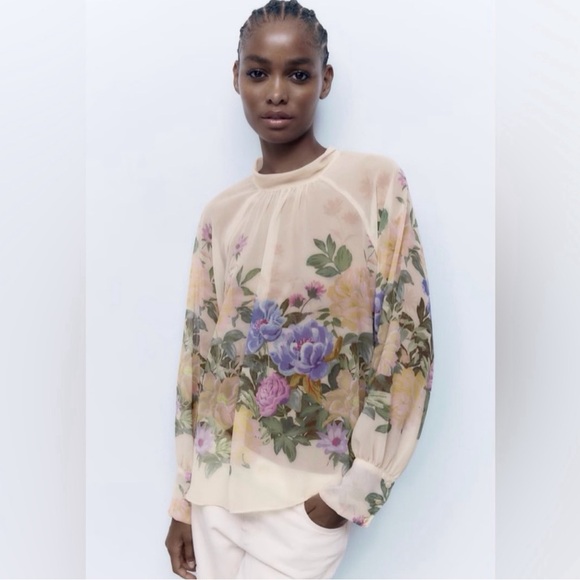 Zara | Tops | Zara Floral Print Shirt Blouse | Poshmark